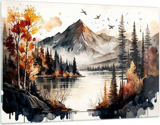 Arttor Wandbilder Dekoration Wohnzimmer Natur Sicht Berge Bilder auf Glas 120x80cm Glasbild Schlafzimmer Küche Deko Wand Kunstdruck Art Groß XXL Wanddeko Bil