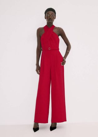 Mango Combinaison col cache-caur ceinture rouge - Femme - XS - MANGO