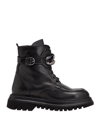 8 by YOOX LEATHER COMBAT BOOTS WITH BUCKLE