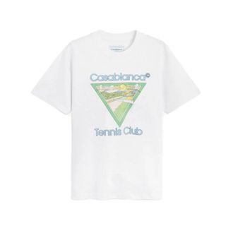 Casablanca Tennis Club Icon Wei&szlig;es T-Shirt - - Tops - Herren - Wei&szlig; - 2XL