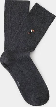 Mango Chaussettes brod&eacute;es coton gris - Homme - 40-42 - MANGO MAN