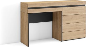 Skraut Home | Schminktisch | Frisiertisch mit Stauraum | 127x75x35 cm | mit Schublade | Kommode mit Schubladen | Moderner Stil | Eiche