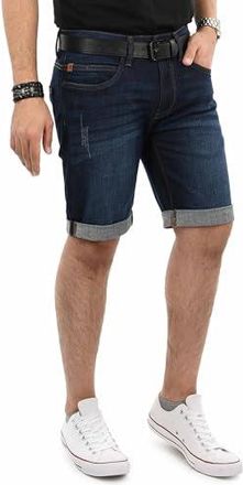 Indicode B797 - Jean court pour homme (S-3XL) - Coupe droite - Pantalon stretch - 98 % coton - L&eacute;ger et respirant, bleu, L