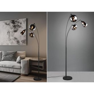 Trio Leuchten Stehleuchte lumina Lampenschirm Glas Chrom bedampft, Höhe 200cm