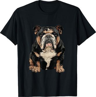 Whyitsme Design Schwarz-hellbraune Bulldogge Illustration T-Shirt