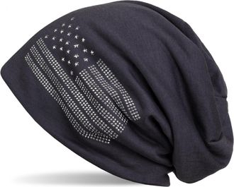 styleBREAKER M&uuml;tze Beanie mit USA Flagge aus Strass