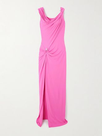 Versace Robe Aus Stretch-jersey Mit Raffungen Und Verzierungen - Pink