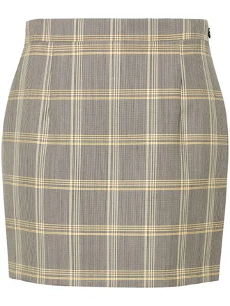 Marni minijupe cintr&eacute;e &agrave; carreaux - Gris
