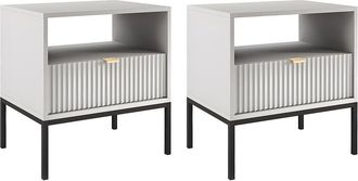 Vente-Unique Pascal Morabito Pascal MORABITO-2er-Set Nachttische mit 1 Schublade & 1 Ablage - Grau - LIOUBA