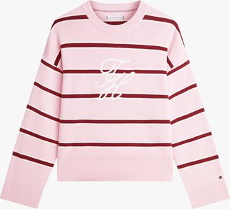 Tommy Hilfiger Pull logo &agrave; rayures en coton
