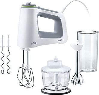 Braun HM5137WH Batteur avec Fouet/Pétrin amovibles Blanc/Gris 750 W