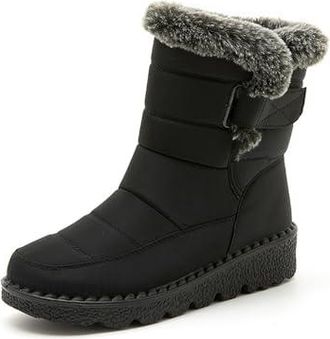 Santimon Bottes De Neige Homme Des Chaussures Dhiver Antidérapant Fourrure De Plein Air Trekking Randonnée Décontracté Mode Botte Chaude Noir 43 EU