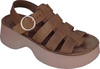 Fantasy Sandals Flex Sole Technology - Sandales en cuir l&eacute;g&egrave;res et douces sur compensation 5 cm - AVRIL, Moka, 37 EU