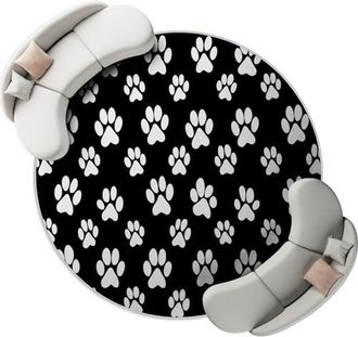 Generic 100 cm Tapis Rond en Laine synth&eacute;tique - Motif Dessin Anim&eacute; Animaux Empreintes De Pattes antid&eacute;rapant Lavable Tapis pour Chambre denfant Salle &agrave; Mange