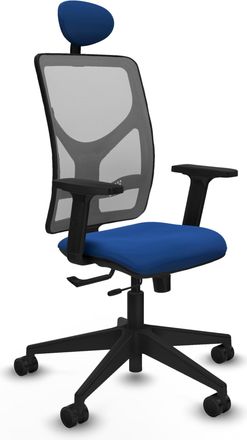 Piqueras y Crespo Telefonstuhl mit 2D-Armen, h&ouml;henverstellbare Lendenwirbelst&uuml;tze und festes Kopfteil, ausgestattet mit Syncro/Traslack und Schneideschaum, Grau/Blau