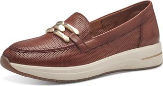 Tamaris Comfort Damen Slipper aus Leder Bequem, Braun (Cognac), 36 EU