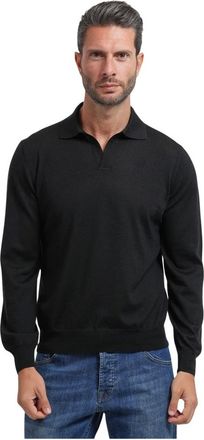 Gran Sasso Pull &agrave; col polo en V - Homme - Pulls - Noir - Taille: M