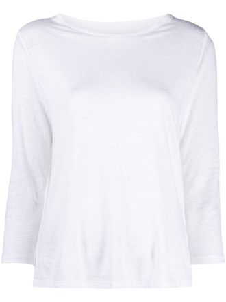 Majestic Filatures t-shirt &agrave; manches trois quarts et encolure arrondie - Blanc