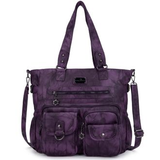 Angel Kiss Angelkiss Geldb&ouml;rsen und Handtasche f&uuml;r Damen, weiches Leder, Hobo-Tasche, Umh&auml;ngetasche, Umh&auml;ngetasche f&uuml;r Damen, Dark Purple5, XX