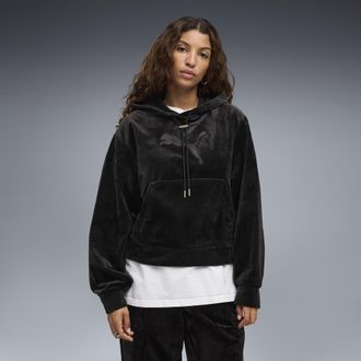 Puma Hoodie en velours Essentials Elevated Standard Femme, V&ecirc;tements, Noir, XL