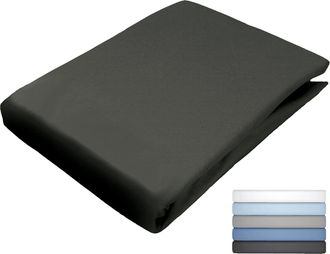 JACK Uni Spannbettlaken Satin 100x200 / 140x200 / 180x200 cm einfarbig Spannbetttuch viele Farben, Farbe:Anthrazit, Größe:100x200cm Spannbettlaken