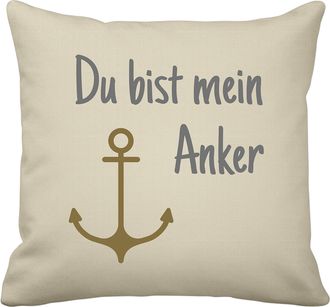 Krasilnikoff Kissenhülle Du bist Mein Anker 50x50cm Dekokissen Baumwolle mit Druck CC5533 mit Reißverschluss