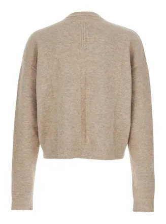 Rick Owens Mens Beige Wool Blend V Neck Sweater Alpaca Tops Top