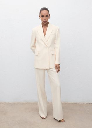 Mango Doppelreihiger Blazer-Anzug vanille - Damen - XXL - MANGO