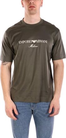 Emporio Armani Homme, Tops, Gris, Taille: M T-shirt Logo Xaki