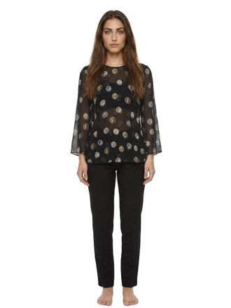 Dolce & Gabbana Silk Coin-Print Blouse - Black