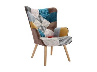 Vente-Unique Fauteuil en Tissu Patchwork VATELY