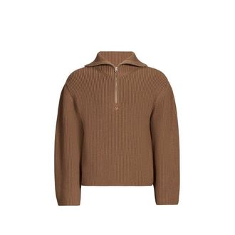 Courr&egrave;ges Pull col zipp&eacute; en laine m&eacute;rinos