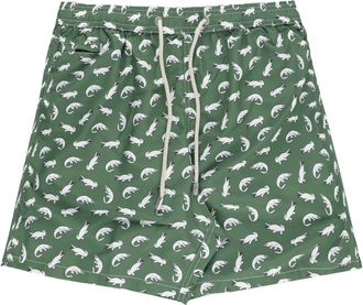 Saint Barth Homme, Maillots de bain, Vert, Taille: L Maillot de Bain Vert avec Imprim&eacute; Alligator