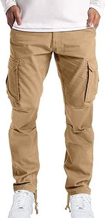 Generic Pantalon de travail d&eacute;contract&eacute; pour homme - Couleur unie - Avec plusieurs poches - Jambe droite - Pantalon cargo tendance - Pantalon de surv&ecirc;tement p