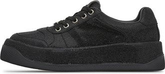 Loriblu Femme, Chaussures, Noir, Taille: 37 EU Baskets en daim noir avec cristaux all-over