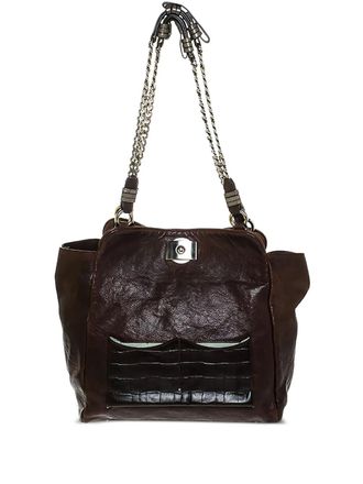 Chloé sac à main en cuir à anse en chaîne - Marron