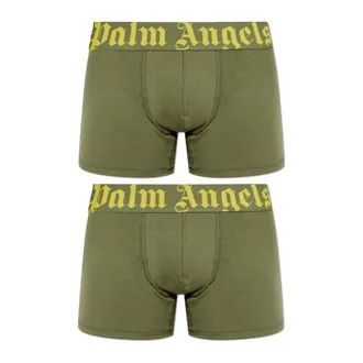 Palm Angels Homme, Sous-v&ecirc;tements, Vert, Taille: 2XL Boxer Briefs Logo 2-Pack