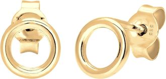 Elli PREMIUM Ohrringe Damen Stecker Kreis Geo Basic Minimal in 585 Gelbgold Rond