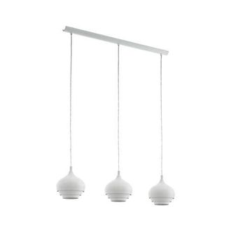Eglo Pendelleuchte Camborne, 3 flammige H&auml;ngelampe modern, H&auml;ngeleuchte aus Metall, Esstischlampe in Wei&szlig;, Wohnzimmerlampe h&auml;ngend mit E27 Fassung, L 89 cm
