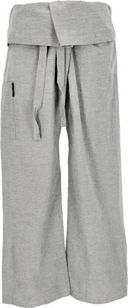 Guru Shop Thai Fischerhose aus Fester Baumwolle, Wickelhose, Yogahose, Unigröße - Steingrau, Herren/Damen