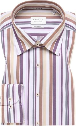 Eterna Bügelfreies Baumwollhemd mit buntem Blockstreifen, Slim Fit in