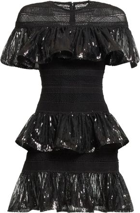 Elie Saab robe courte à volants - Noir