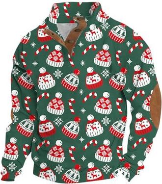 Generic Sweatshirts pour hommes pulls de Noël pour hommes sweatshirts tendance flocon de neige imprimé graphique sweatshirt surdimensionné à manches longues c