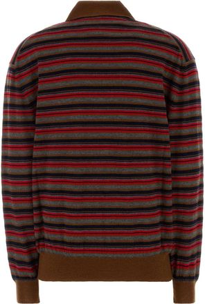 Prada Womens Embroidered Cashmere Polo Shirt Tabacco+ardesia Exterior: Maglieria Sweater