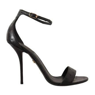 Dolce & Gabbana Exquisite Riemchen aus Strau&szlig;enleder - - Shoes - Damen - Schwarzk - 41 EU