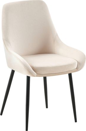 Clp Esszimmerstuhl Elmira I Küchenstuhl mit Samtbezug gepolstert I Polsterstuhl mit Rückenlehne, Farbe:Creme, Material Gestell:Metall matt schwarz