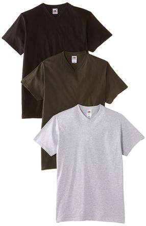 Fruit Of The Loom Fruit of The Loom Herren T-Shirt, Valueweight V Neck T 3 Pack, GR. Medium (Herstellergr&ouml;&szlig;e: Medium), Mehrfarbig (Charcoal/Heather/Black)