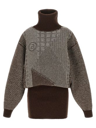 Maison Margiela Geometric Jacquard Turtleneck Sweater - Brown