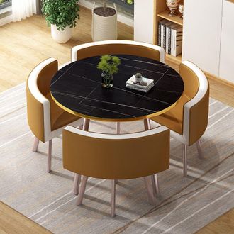 Generic 5-teiliges K&uuml;chen-Esszimmer-Set, runder Fr&uuml;hst&uuml;ckstisch mit 4 St&uuml;hlen, runder Konferenztisch f&uuml;r K&uuml;che/Esszimmer