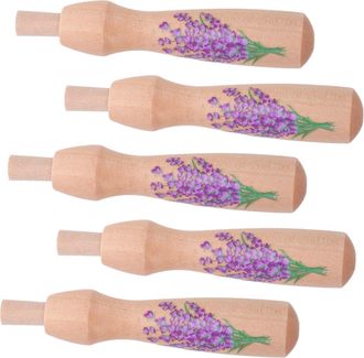 DOITOOL 5 Stück Ergonomische Holzgriffe für DIY Wollfilzen mit Lavendel-Aufkleber Fein Polierte Nadelfilzhalter für Einfache Nadelwechsel und Kratzfreie Handh